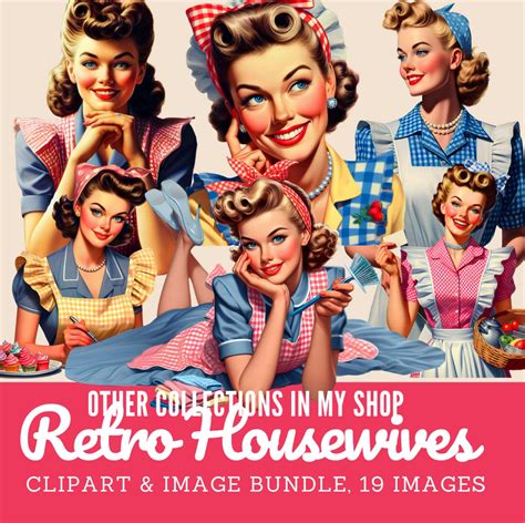 Retro Housewife Clipart Bundle 1950s Wife Png Images Digital Download