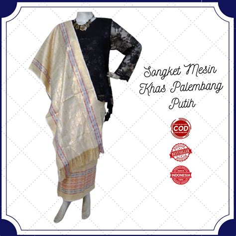 Jual Kain Songket Palembang Set Putih Shopee Indonesia