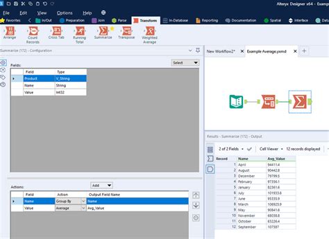 Solved Create A Row With Average Of Selected By Summing U Alteryx