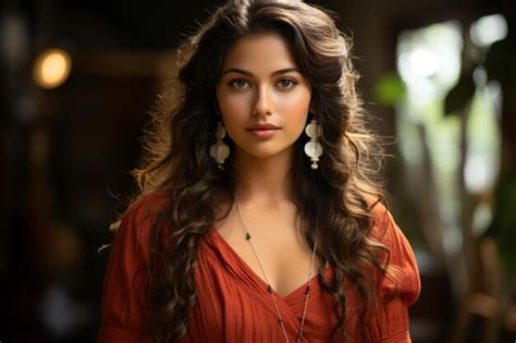 La Chica India El Sari Rojo Foto Premium