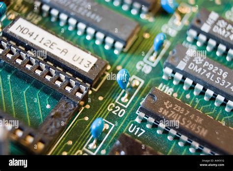 Dusty Silicone Chips And Electrical Componants On A Printed Circuit Board Stock Photo Alamy