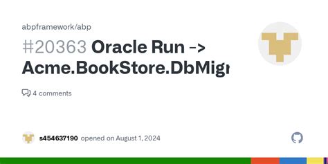 oracle run acme bookstore dbmigrator · issue 20363 · abpframework