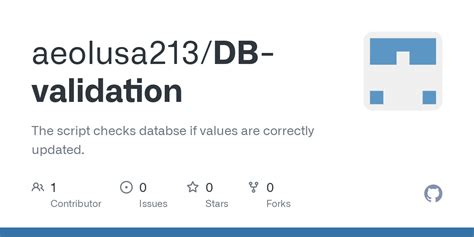 Github Aeolusa213 Db Validation The Script Checks Databse If Values Are Correctly Updated