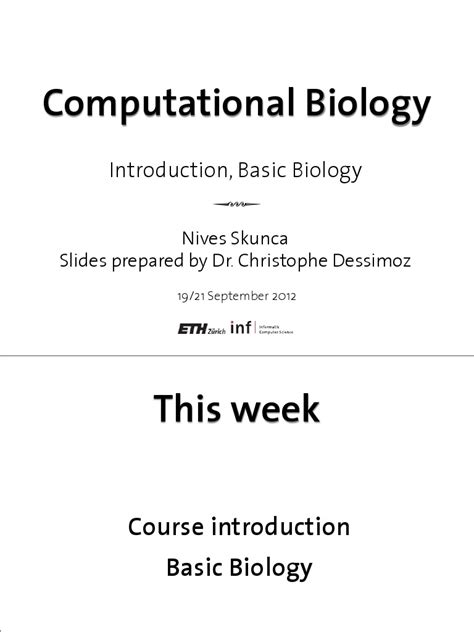 An Introduction To Computational Biology Basic Concepts Of Molecular