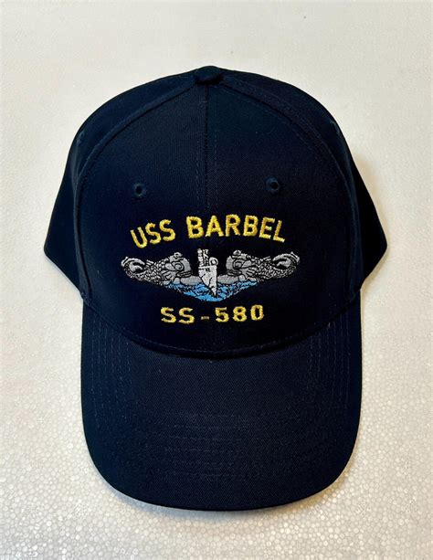 Uss Barbel Ss 580 Ball Cap Diesel Boat Embroidered Submarine Enlisted Silver Dolphins Navy