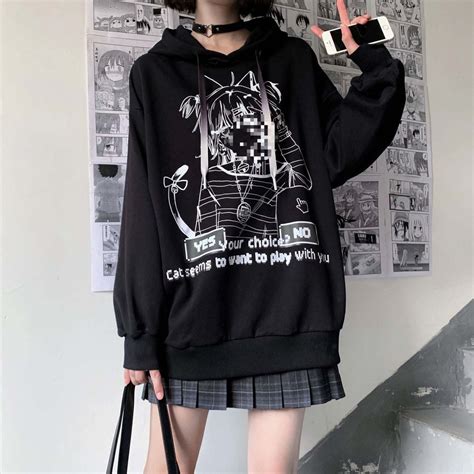 Femboy Anime Print Oversize Hoodie For Sale Femboy Fashion