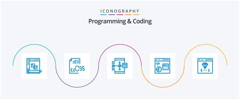 Programming And Coding Blue 5 Icon Pack Including Develop Coding Development Flowchart