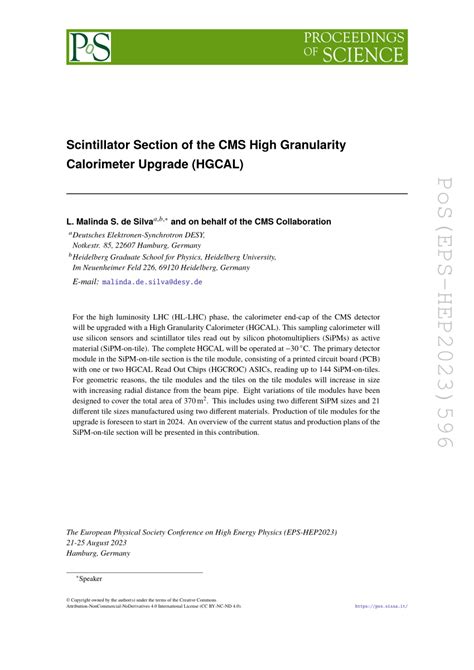 Pdf Scintillator Section Of The Cms High Granularity Calorimeter
