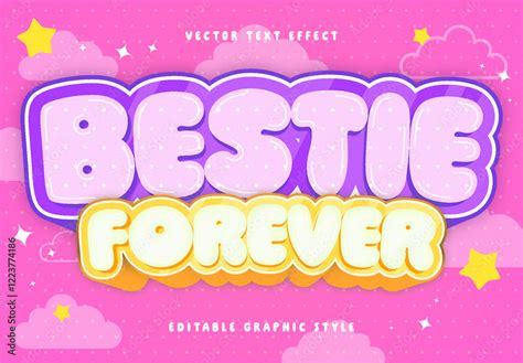 Pink And Yellow Cute Text Bubble Font Kawaii Text Effect Stock Template