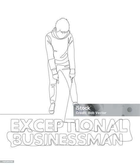 One Continuous Line Of Man Pointing With Finger At Exceptional Businessman Word Thin Line