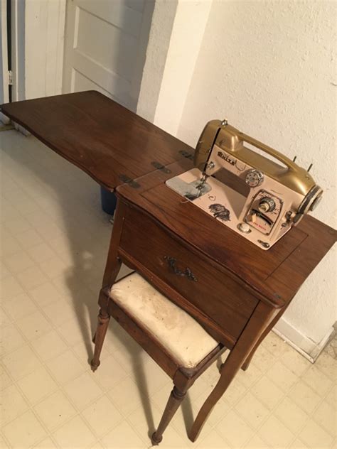 Rare Electric Antique Sewing Machine Made By White Has A Table And Door