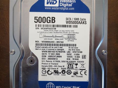 Western Digital WD5000AAKS-00V1A1 DCM:HBRCHTJMBN 500gb Sata - Effective ...