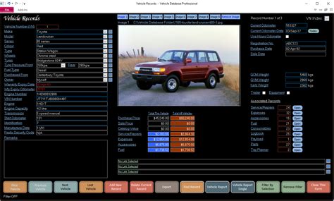 Vehicle Database Professional Track Service And Expenses
