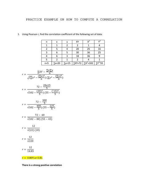 Practice Examples On How To Compute A Correlation BS Psychology PUP Studocu