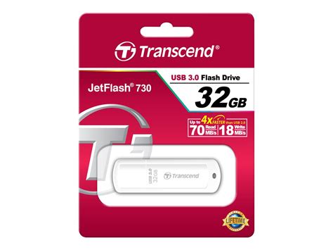 Transcend JetFlash 730 - USB flash drive - 32 GB - USB 3.0 - white ...