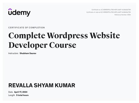 Udemy Wordpress Shyam Kumar Revalla