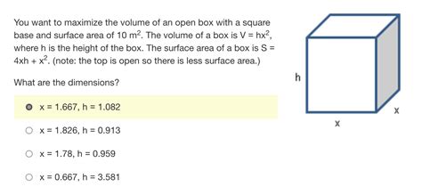 Solved A You Want To Maximize The Volume Of An Open Box Chegg Com