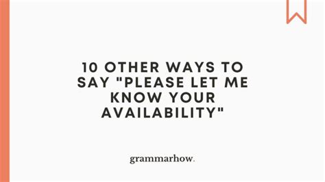 10 Other Ways To Say Please Let Me Know Your Availability