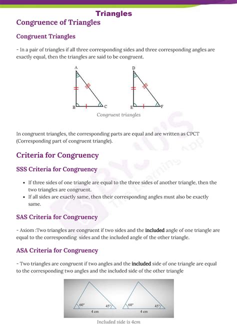 Triangles Class 9 Maths Notes For Class 9 Triangle Congruence Of Triangles Congruent Triangles Class 9 Maths Notes For Class 9 Triangle Congruence Of Triangles Congruent
