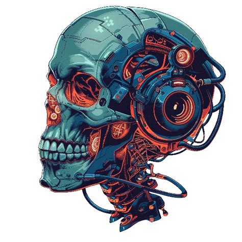 Futuristic Cyberpunk Skull Design Print On Demand Images —