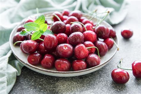 Premium Photo Fresh Red Cherries Fruit