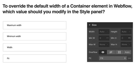To Override The Default Width Of A Container Element In Webflow Which
