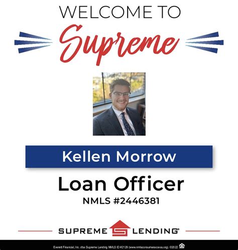 Congratulations To Kellen Morrow Who Has Joined Supreme Lending In