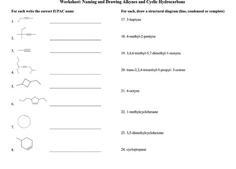 solved worksheet naming and drawing alkanes for each alkane