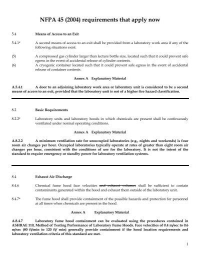 Nfpa 45 2004 Requirements That Apply Now