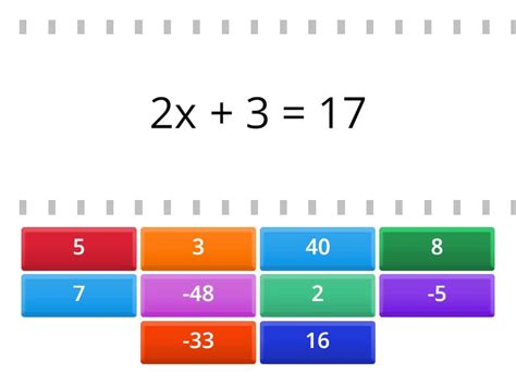 Two Step Equations Find The Match