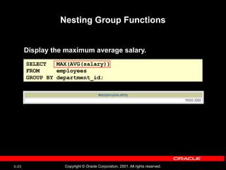 Oracle Sql Aggregating Data Les Ppt