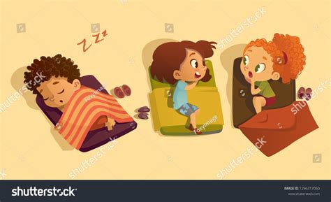 Nap Time Kindergarten Two School Girls Stock Illustration 1296317050