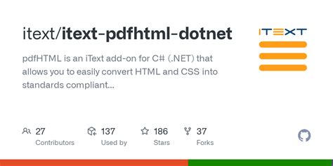 Github Itextitext Pdfhtml Dotnet Pdfhtml Is An Itext Add On For C