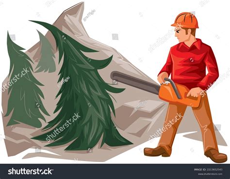Ecology Concept Vector Illustration Man Cutting Stock Vector Royalty Free