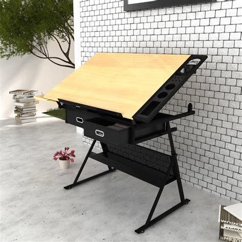 Table à Dessin Inclinable 2 Tiroirs Et Tabouret