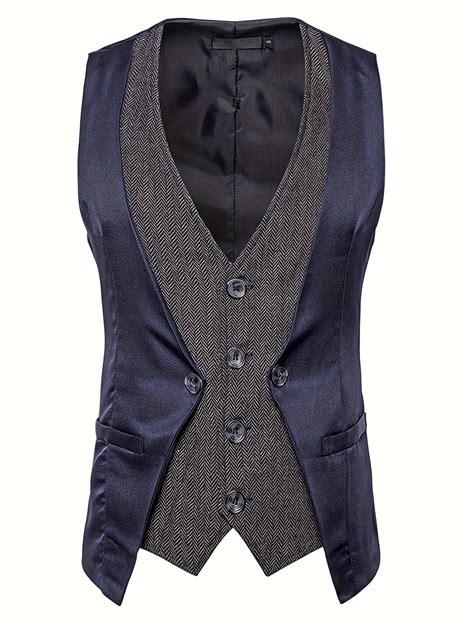 Elegant Dress Waistcoat Mens Chic Single Breasted V Neck Smart Suit