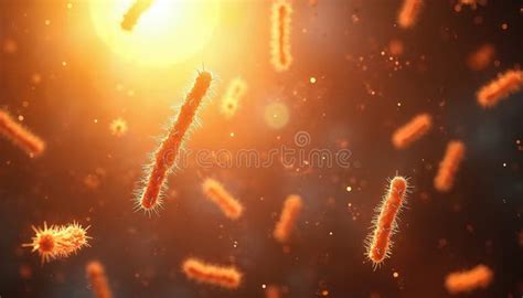 Mycobacterium Tuberculosis Bacteria Cells Float In Space Rod Shaped