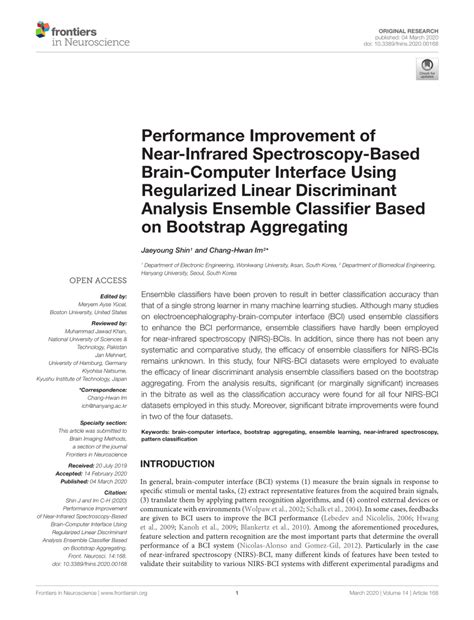 Pdf Performance Improvement Of Near Infrared Spectroscopy Based Brain Computer Interface Using