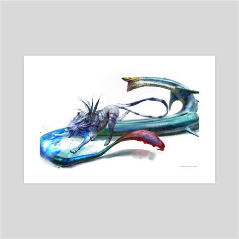 Digimon Garurumon Vs Seadramon An Art Print By Lindsey Wakefield Inprnt