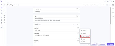 Add Entryasset To A Release Contentstack