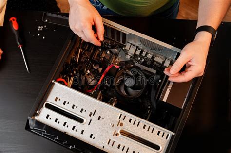 Close Up Of Man Repairing Computer System Unit Stock Image Image Of Close Up Of Man Repairing Computer System Unit Stock Image Image Of