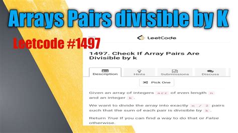 Check If Array Pairs Are Divisible By K Leetcode 1497 Solution In