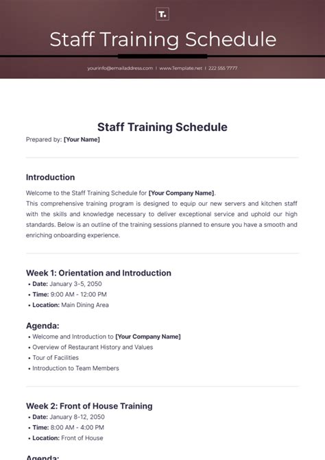 Free Training Schedule Templates Editable And Printable