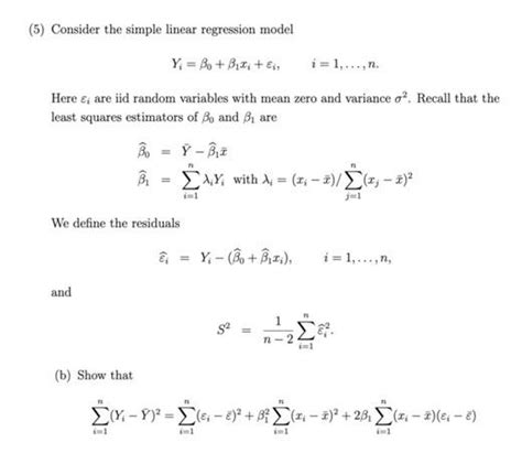 Solved 5 Consider The Simple Linear Regression Model