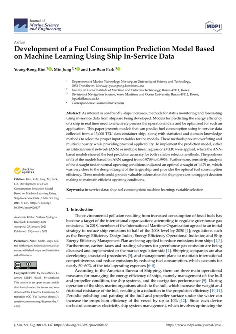 pdf development of a fuel consumption prediction model based on