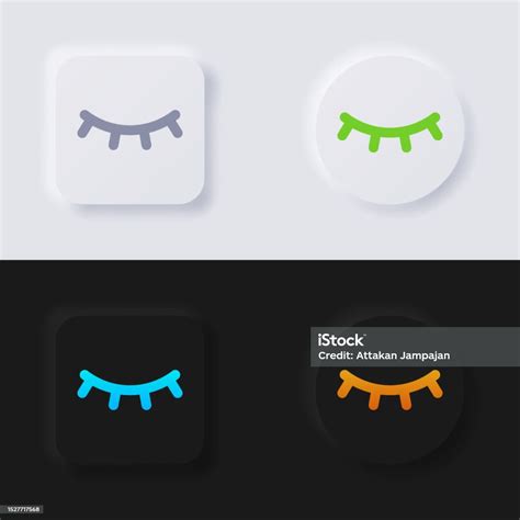 눈을 감는 기호 아이콘 세트 웹 디자인 응용 프로그램 Ui 등을 위한 다색 Neumorphism 버튼 소프트 Ui 디자인 버튼 벡터 3차원 형태에 대한 스톡 벡터 아트 및