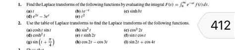 Solved Find The Laplace Transforms Of The Following Chegg