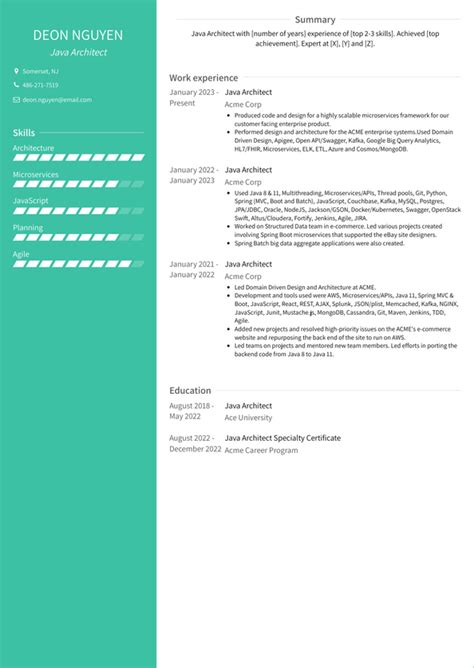 Best Java Architect Resume Examples That Land Jobs