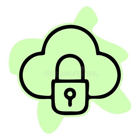 Cloud And Lock Line Icon Data And Protect Cloud Security Sign Stock