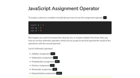 Javascript Assignment Operator